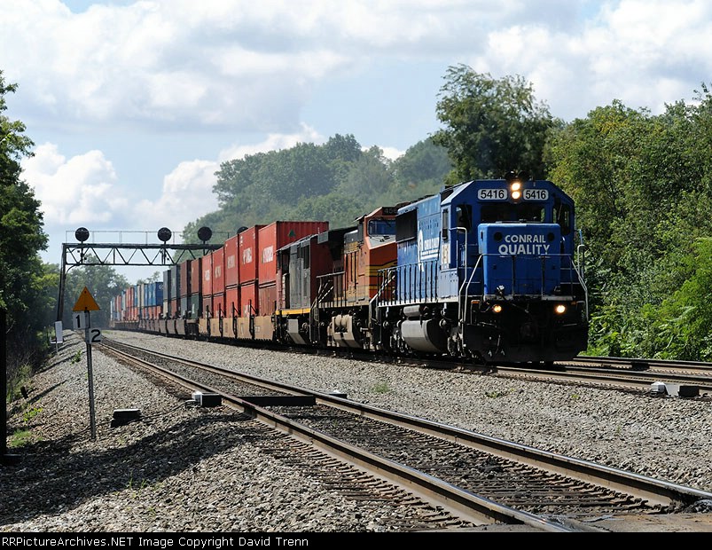 NS 5416 (Ex-Conrail 6727) leads Eastbound NS 20G on this day